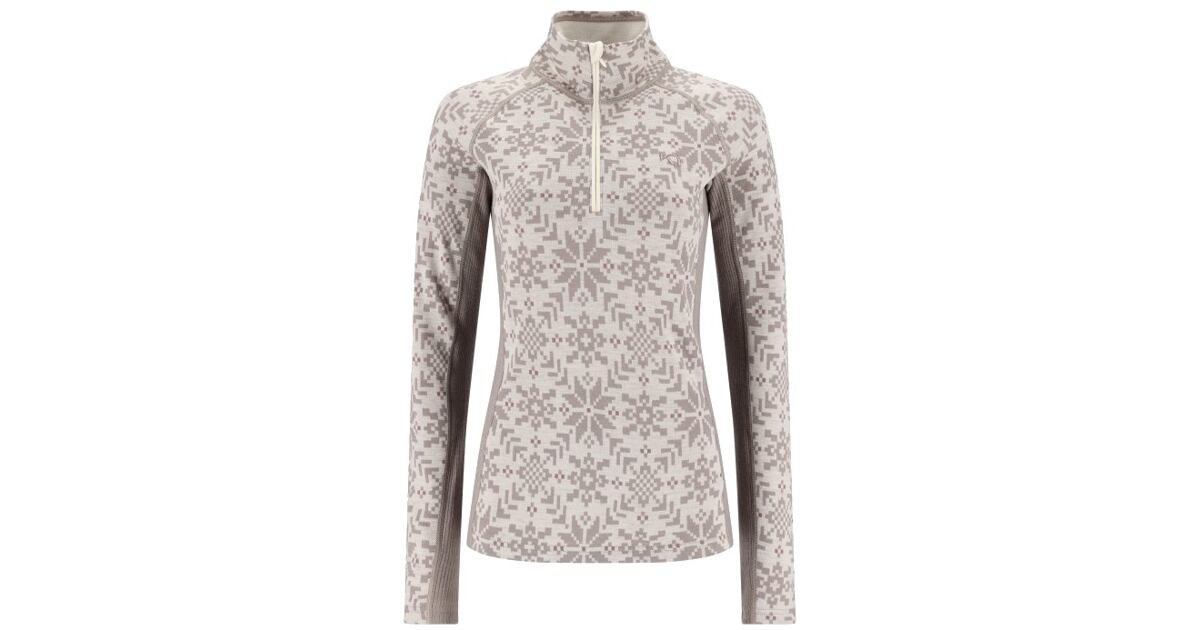 Tričko KARI TRAA EDITH HALF ZIP Lady, light warm grey - Rock Point